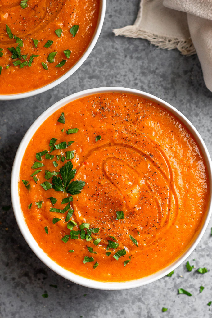 Roasted Red Pepper & Squash Soup (Vegan/Whole30) - Eat the Gains