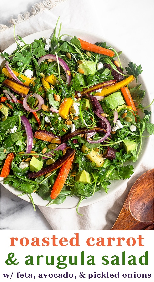 Roasted Carrot and Arugula Salad with Feta & Avocado - Eat the Gains
