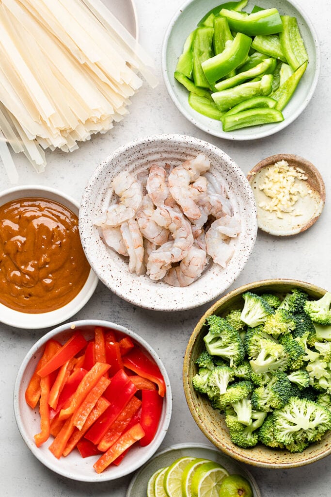 Shrimp Rice Noodles with Peanut Butter Sauce - Eat the Gains