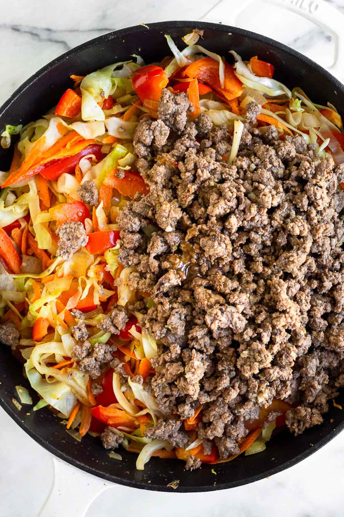 25-Minute Ground Beef and Cabbage Stir Fry - Eat the Gains