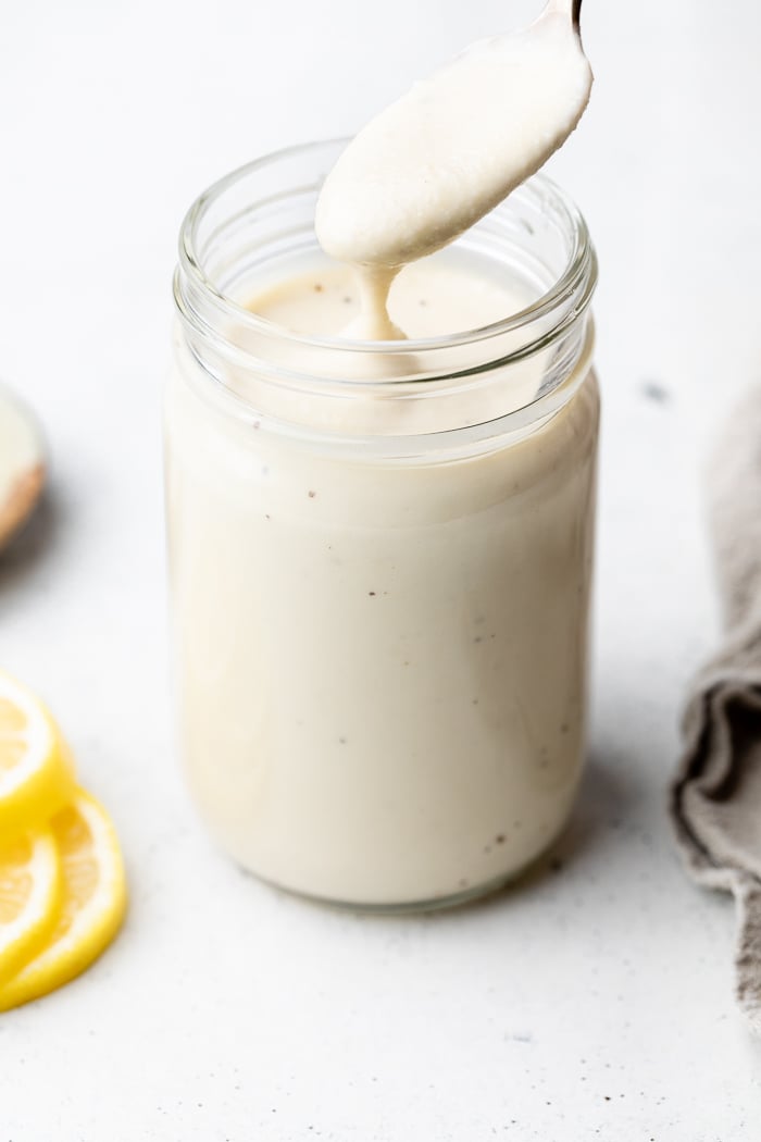 Creamy Lemon Garlic Sauce (Vegan/Whole30) - Eat the Gains