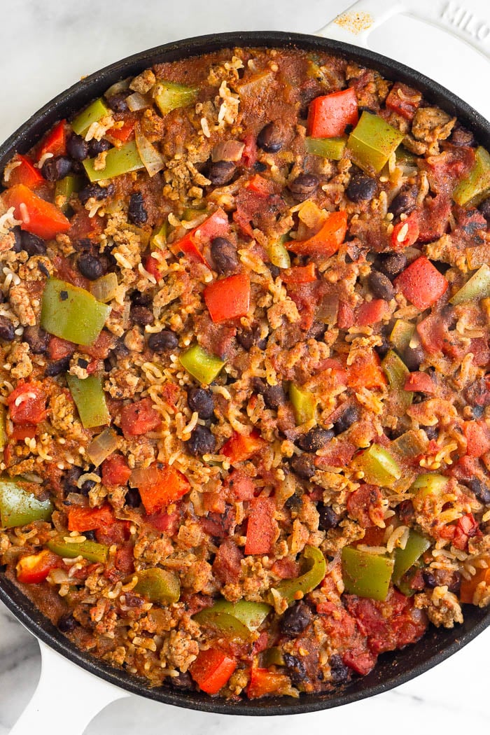 Healthy Turkey Taco Skillet with Rice (One-Pan) - Eat the Gains