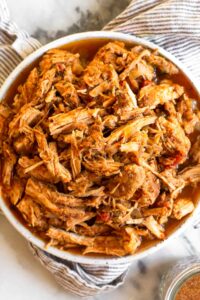 Easy Shredded Salsa Pork Chops (5 Ingredients) - Eat the Gains