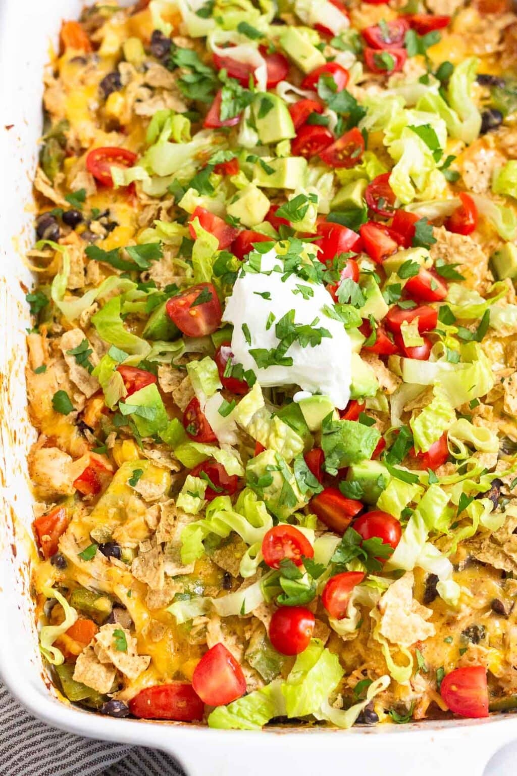 Healthy Chicken Taco Casserole (Dump & Bake!) - Eat the Gains