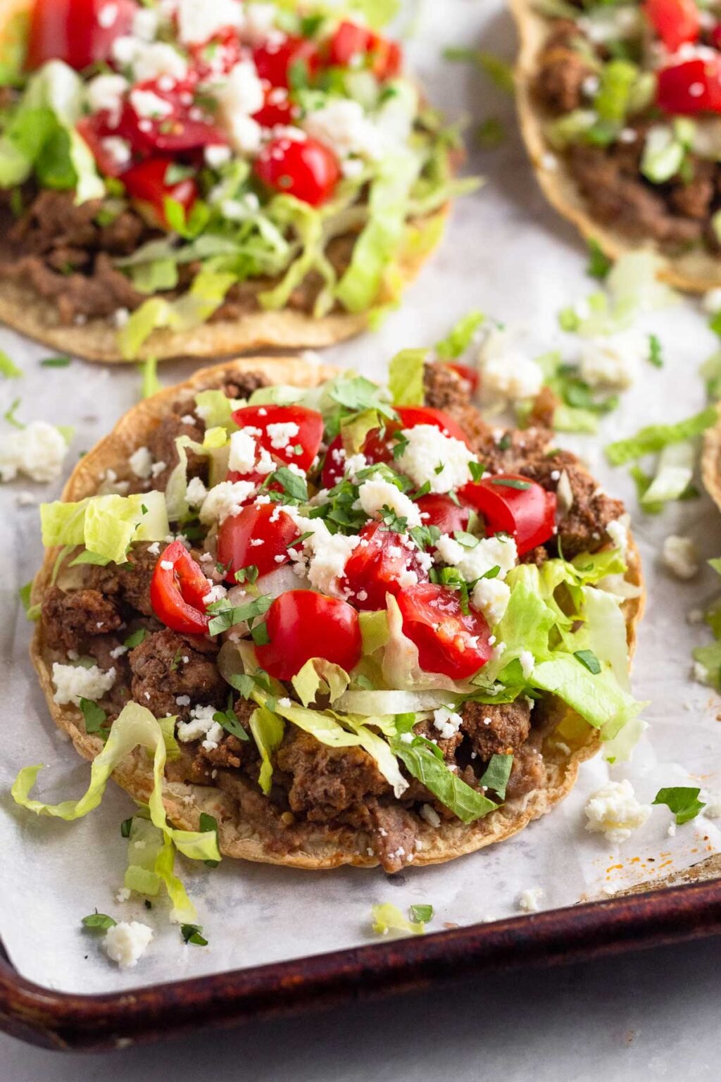 25-Minute Beef Tostadas with Beans & Cheese - Eat the Gains
