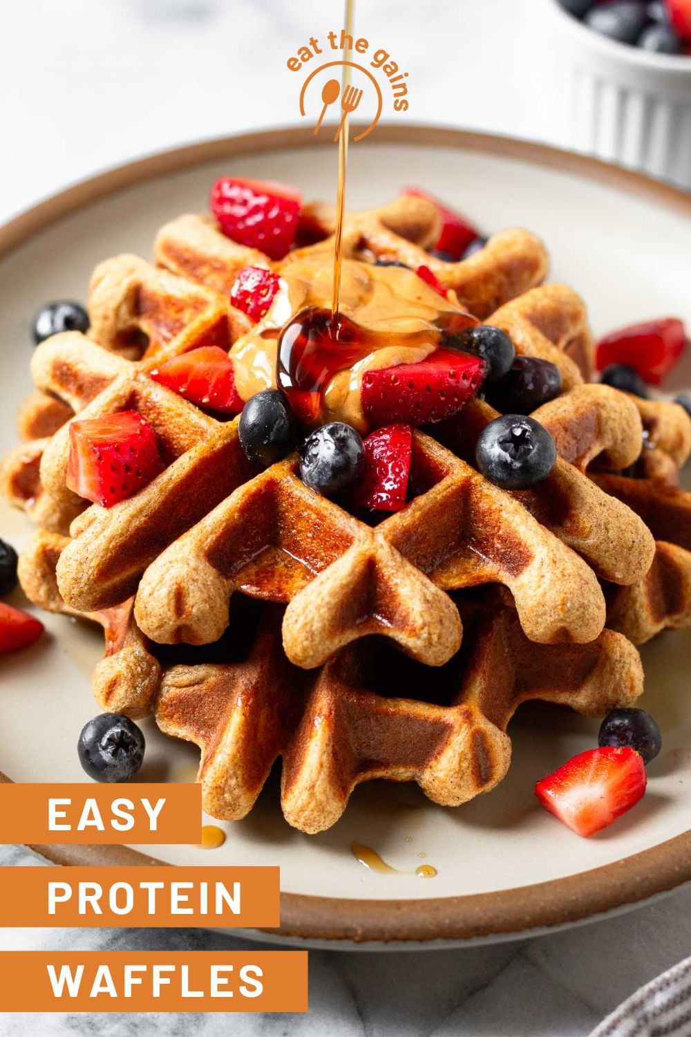 High Protein Waffles (33 grams of protein!) - Eat the Gains