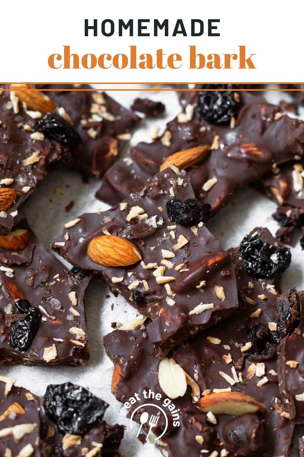 Dark Chocolate Bark with Almonds - Eat the Gains
