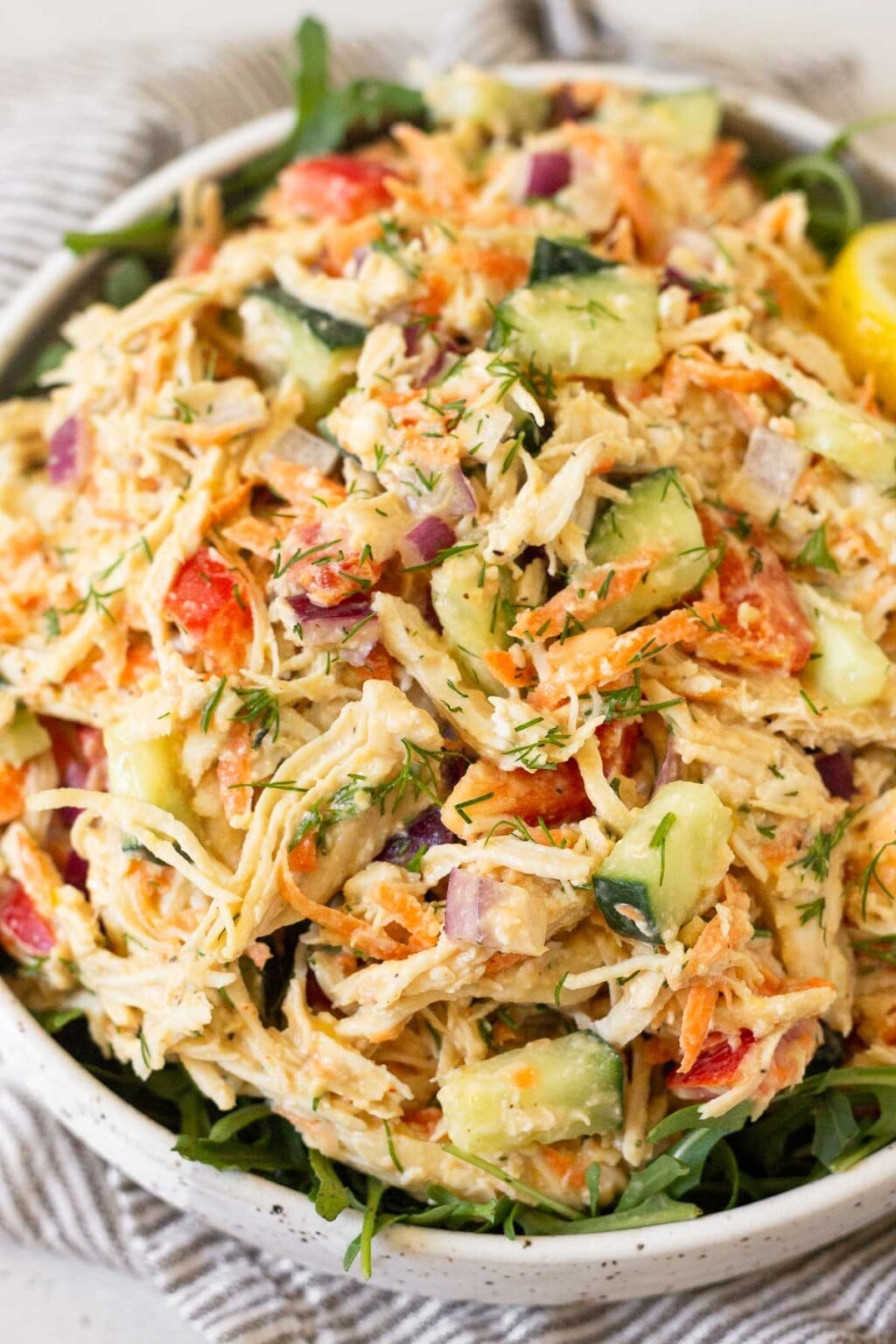 Hummus Chicken Salad with Veggies - Eat the Gains