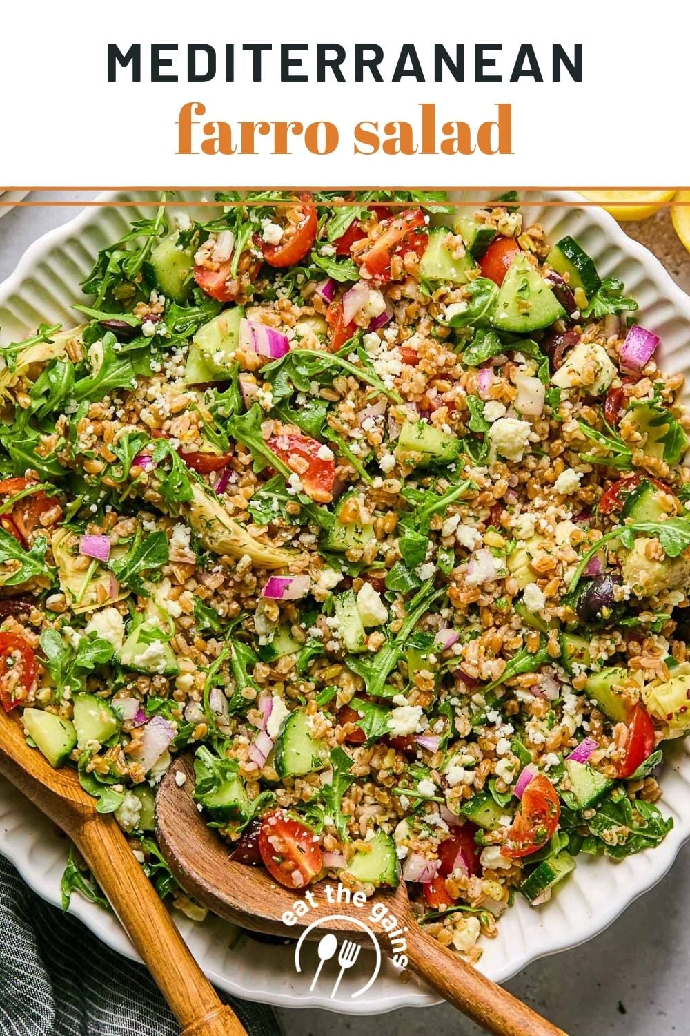 Mediterranean Farro Salad w/ Arugula & Feta - Eat the Gains