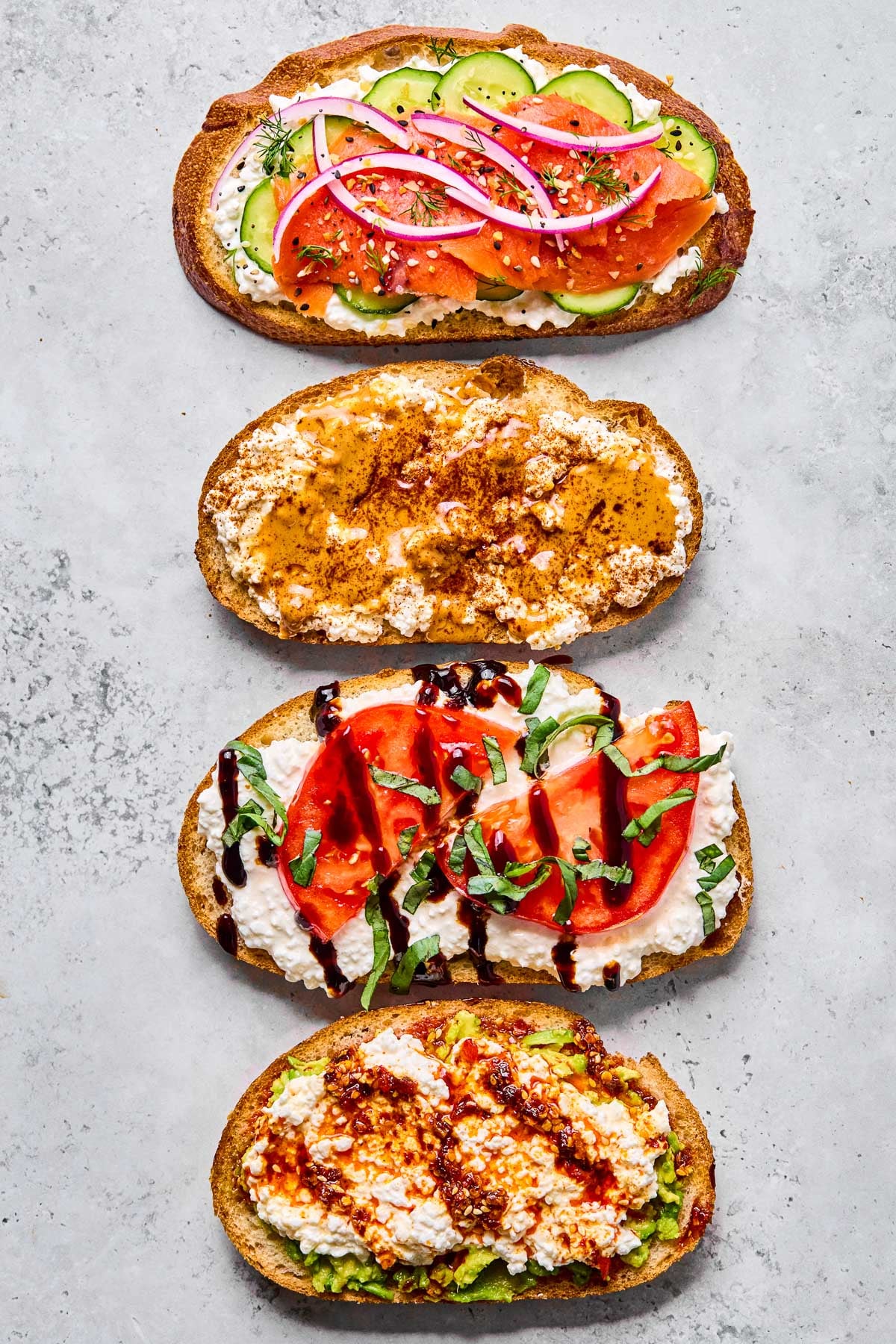 Cottage Cheese Toast 4 Ways (Sweet & Savory) - Eat the Gains