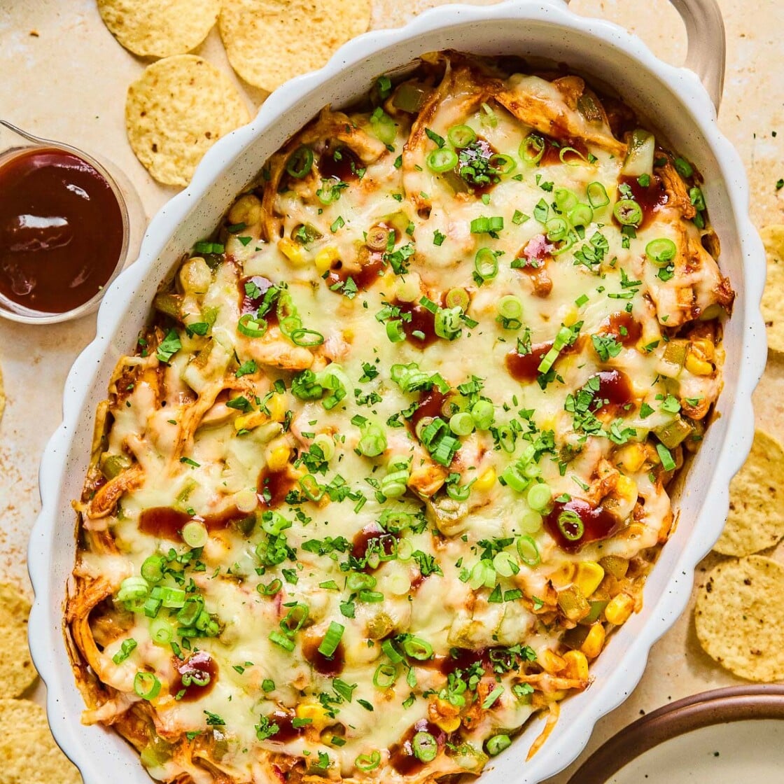 Cheesy BBQ Chicken Dip - Eat the Gains